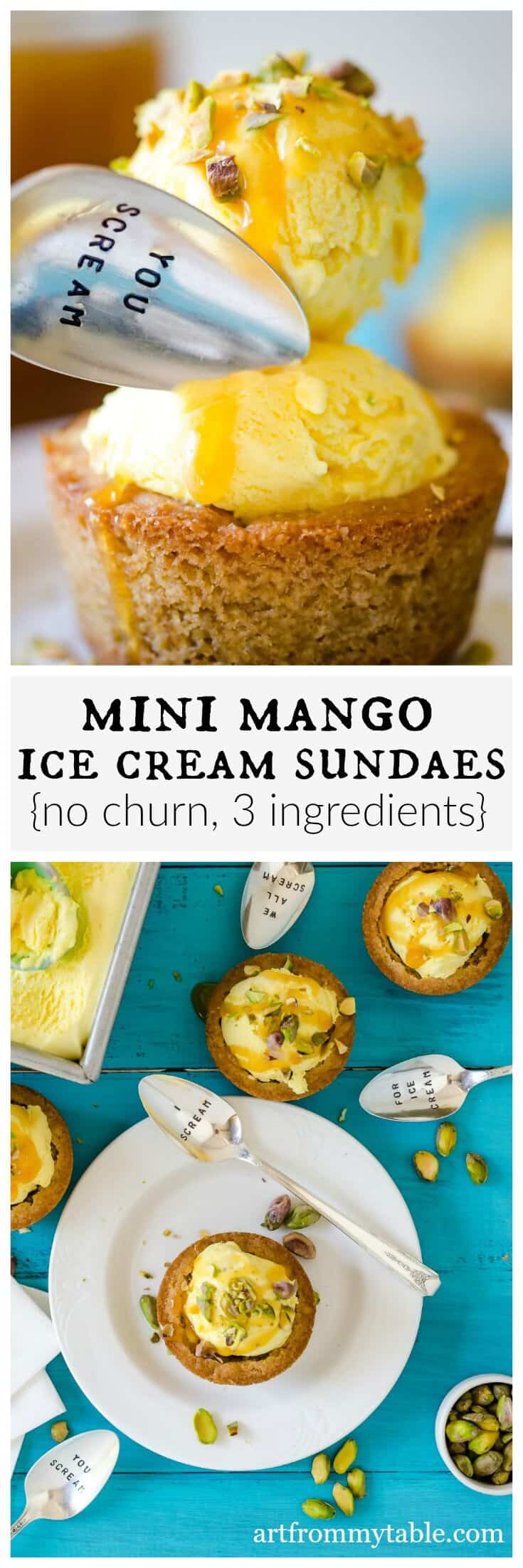 Fresh Mango ice Cream Recipe Topped with butterscotch & Pistachios